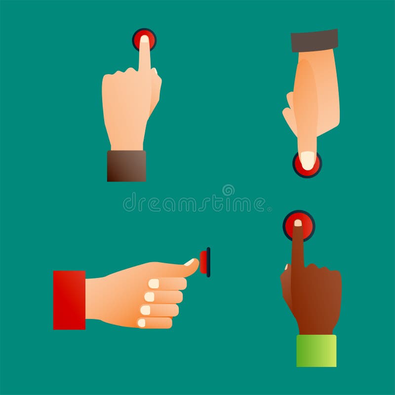 Hand Press Red Button Finger Press Control Push Pointer Gesture Human ...