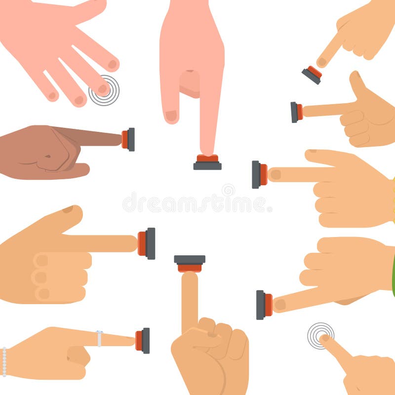 Hand Press Button Vector Silhouette Finger Control Start Up Arm Push ...