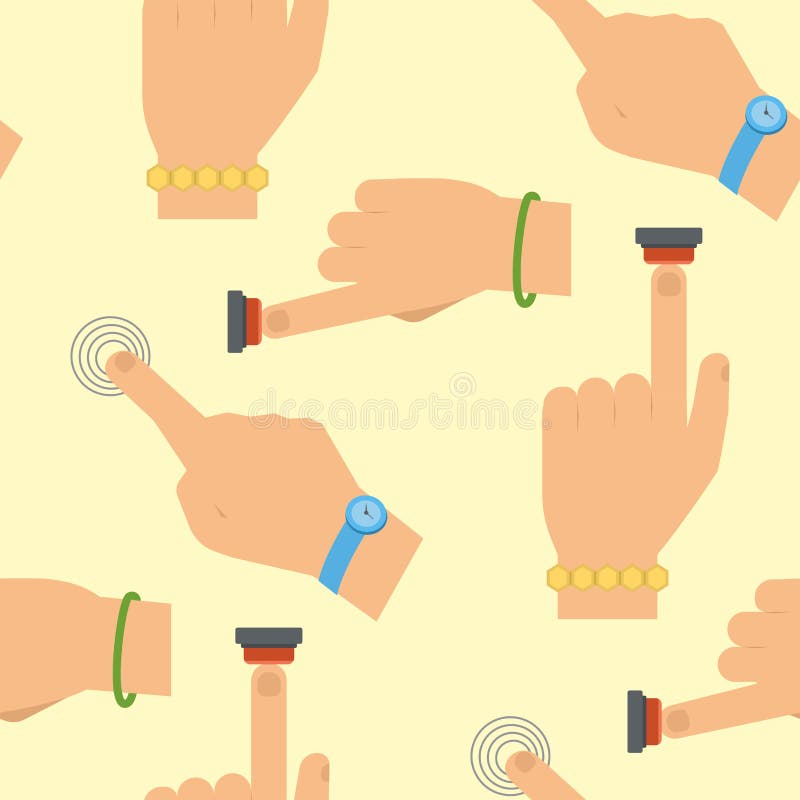 Hand Press Red Button Vector Finger Control Start Up Arm Push Pointer ...