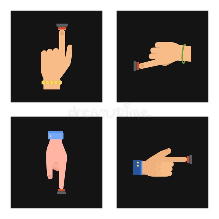 Hand Press Red Button Vector Finger Control Start Up Arm Push Pointer ...