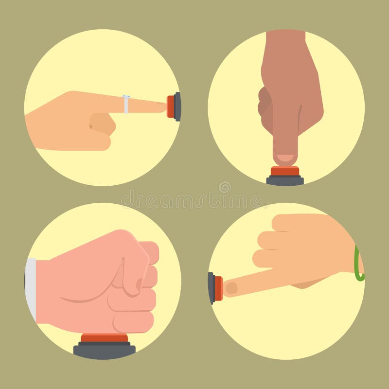 Hand Press Red Button Vector Finger Control Start Up Arm Push Pointer ...