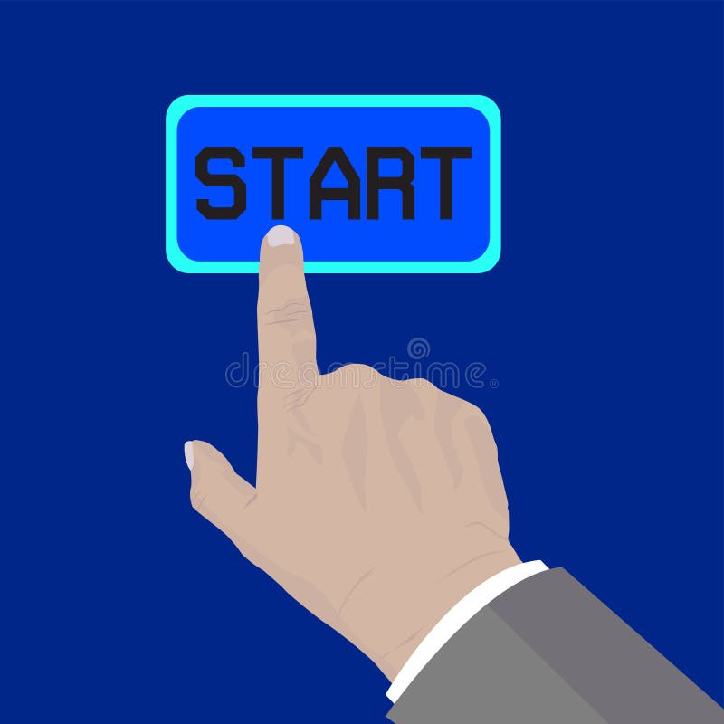 Hand Press Start Button. on a Touch Screen Stock Illustration ...