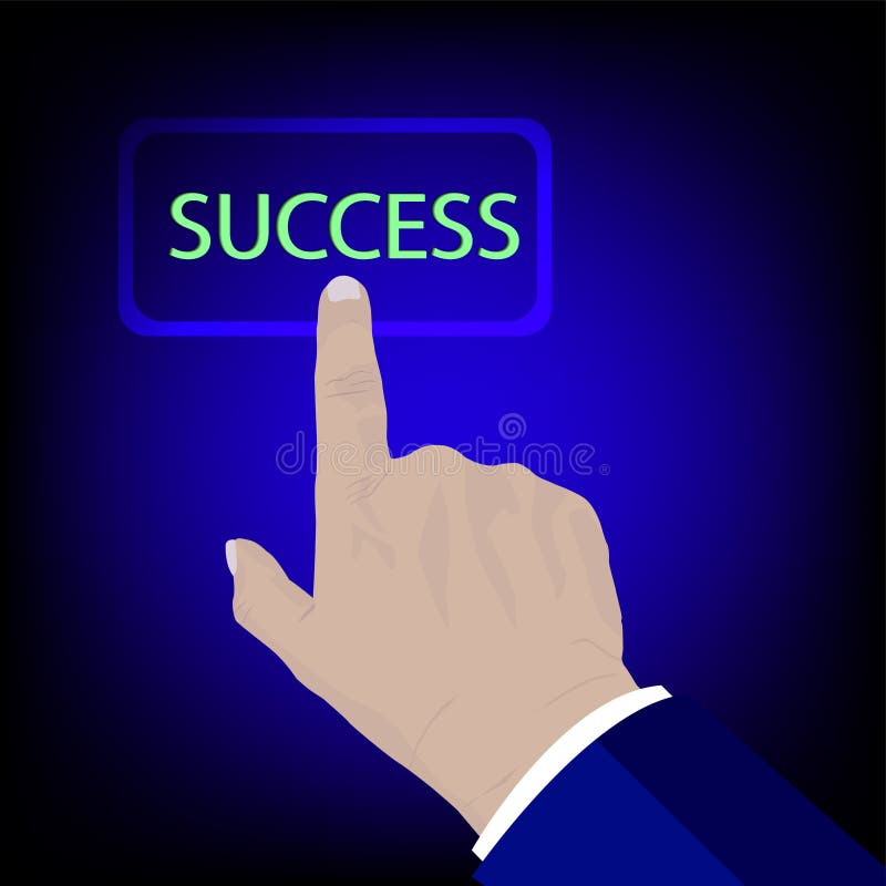 Hand Press Success Button. on a Touch Screen Stock Illustration ...