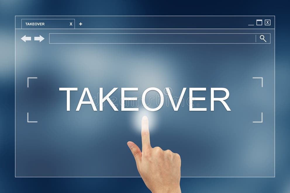 Hand Press on Takeover Button on Website Stock Image - Image of ...