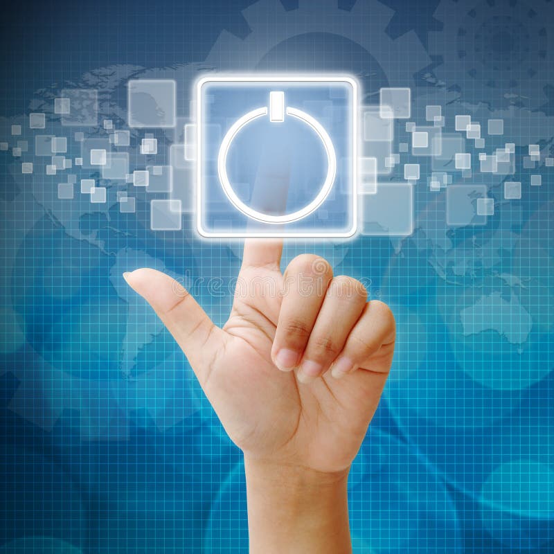 Hand Press Touch Power Icon Stock Photo - Image of display, print: 26459902