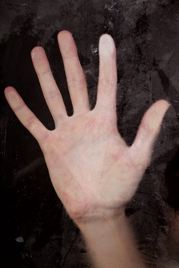 Hand pressed against glass stock photo. Image of stop - 15879104