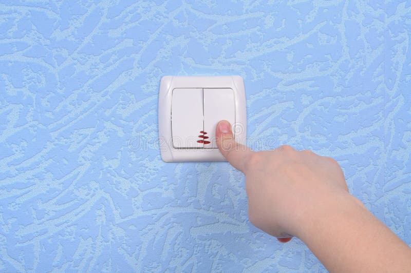 Hand Pressed To Switch on the Wall Stock Photo - Image of colour ...