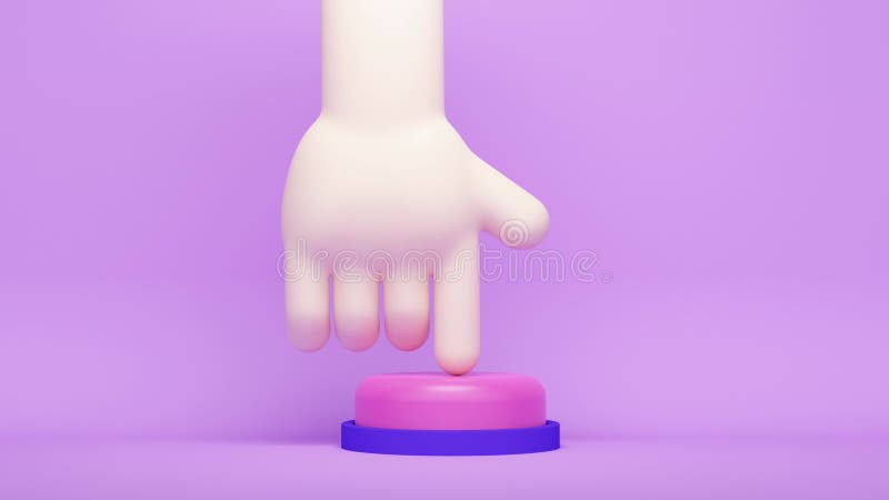 Hand Presses a Big Button on a Lilac Background. Abstract Loop ...