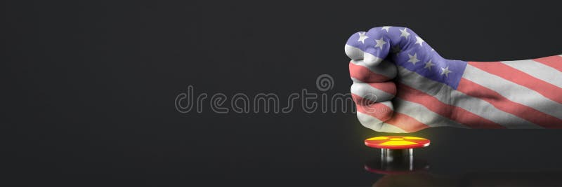 The Hand Presses the Big Red Button. the Concept of the Threat of ...