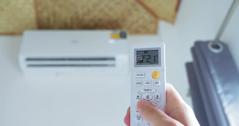 Air Temperature Display.air Conditioner with Remote Control Stock ...