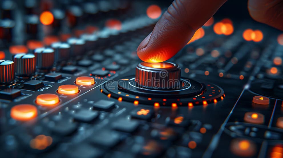 Hand Presses a Button on the Control Panel, Which Glows with a Yellow ...