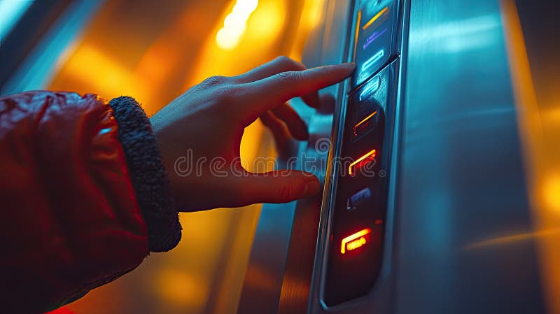 A Hand Presses the Button on an Elevator Stock Illustration ...