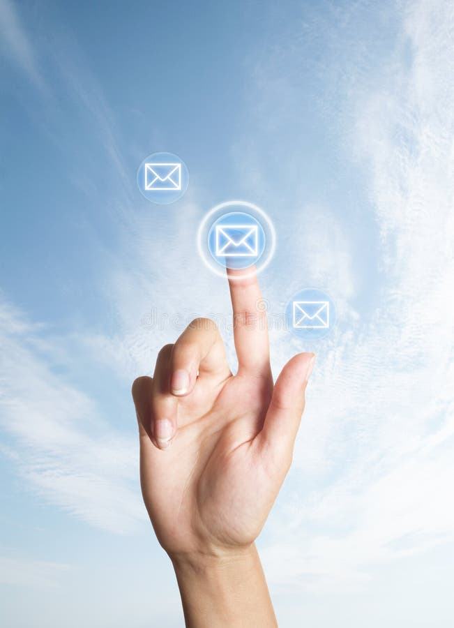 Hand Presses the Button (icon of Letter) Stock Photo - Image of post ...