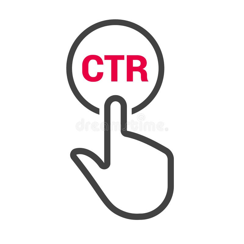 Hand Presses the Button with Text `CTR` Stock Vector - Illustration of ...
