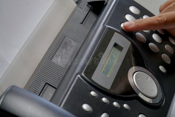 The Hand Presses the Fax Button Stock Image - Image of indoor, call ...