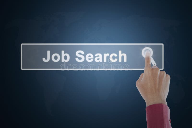 Hand Presses Job Search Button Stock Image - Image of employee, male ...
