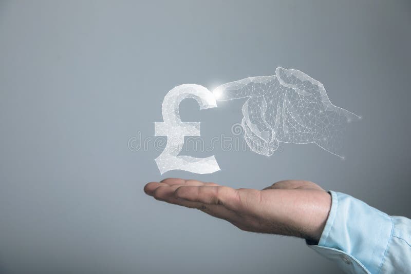 The Hand Presses a Pound from the Network Stock Image - Image of holds ...