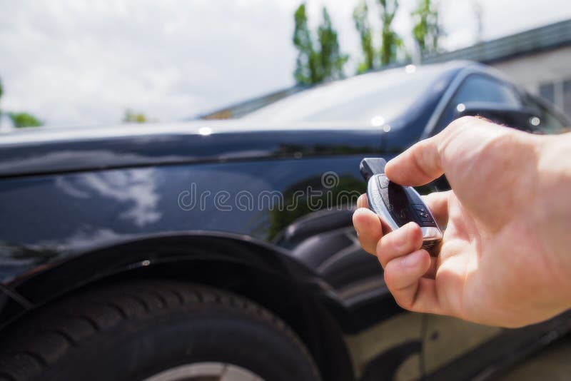 Hand Presses on the Remote Control Car Alarm Systems Stock Image ...