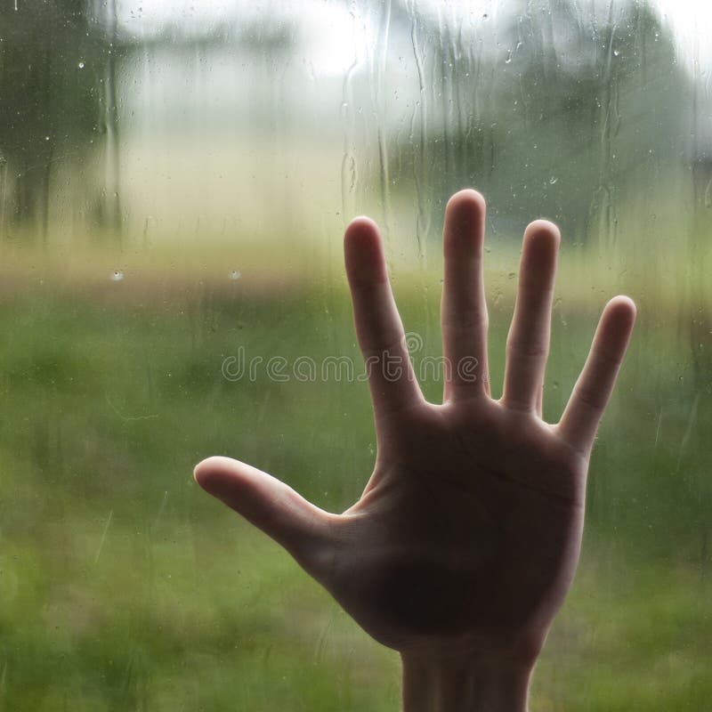 Hand Pressing Against Window Stock Photo - Image of teenage, person ...
