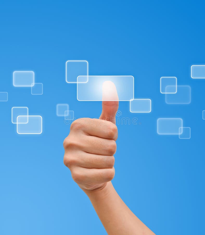 Hand pressing button stock photo. Image of choice, background - 19814628