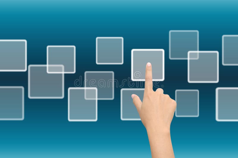 Hand pressing a button. stock image. Image of future - 21609333