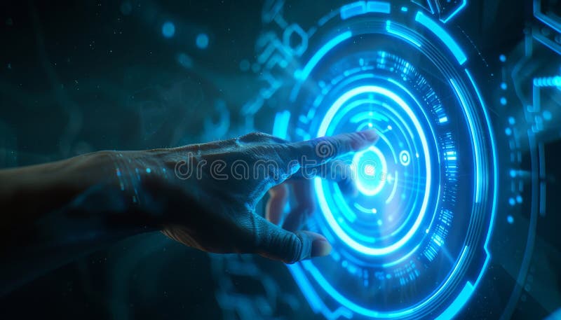 A Hand is Pressing a Button on a Blue Screen by AI Generated Image ...