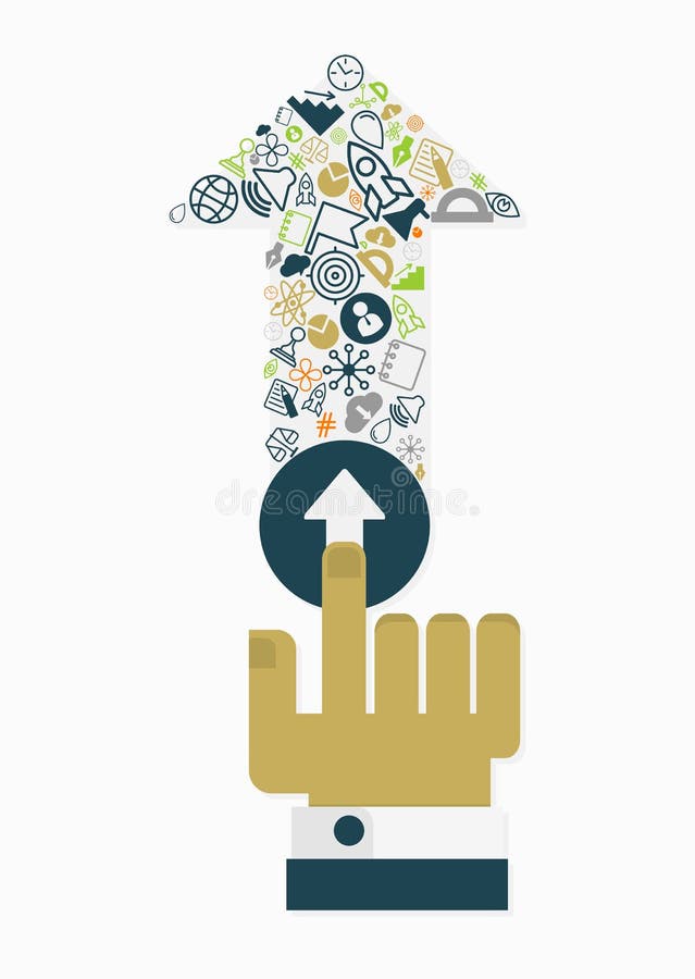 Hand _pressing _button stock vector. Illustration of money - 69134227