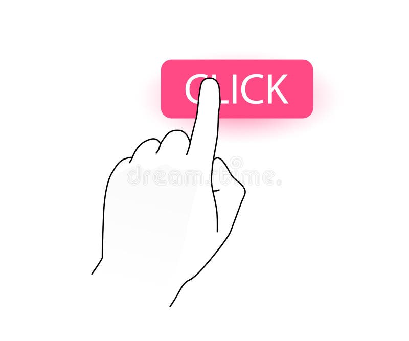Hand Pressing Button. Click Concept Stock Vector - Illustration of ...
