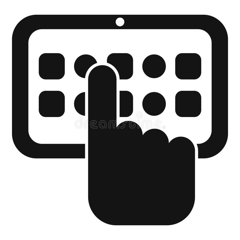 Hand Pressing Button on Digital Tablet Icon Stock Vector - Illustration ...