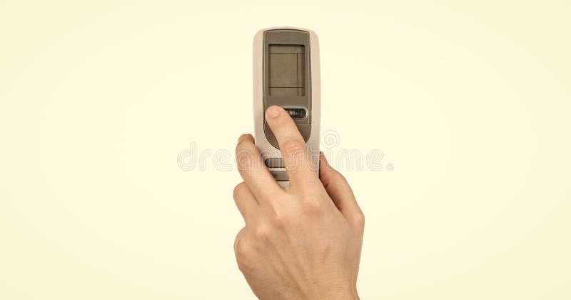 Hand Pressing Button on Remote Control Isolated on White, Controlling ...