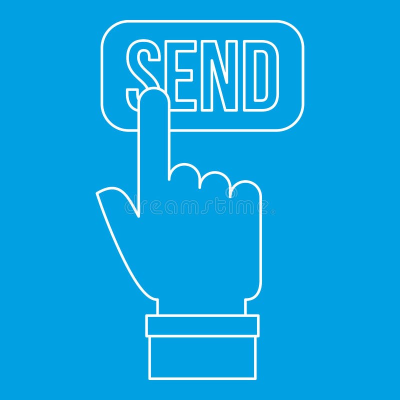 Hand Pressing a Button with the Text Send Icon Stock Vector ...