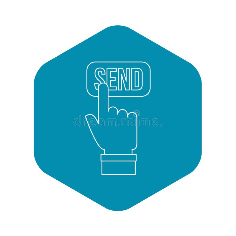 Hand Pressing a Button with the Text Send Icon Stock Vector ...
