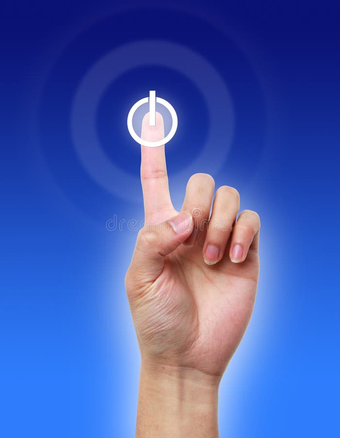 Hand pressing a button stock photo. Image of high, power - 36522184