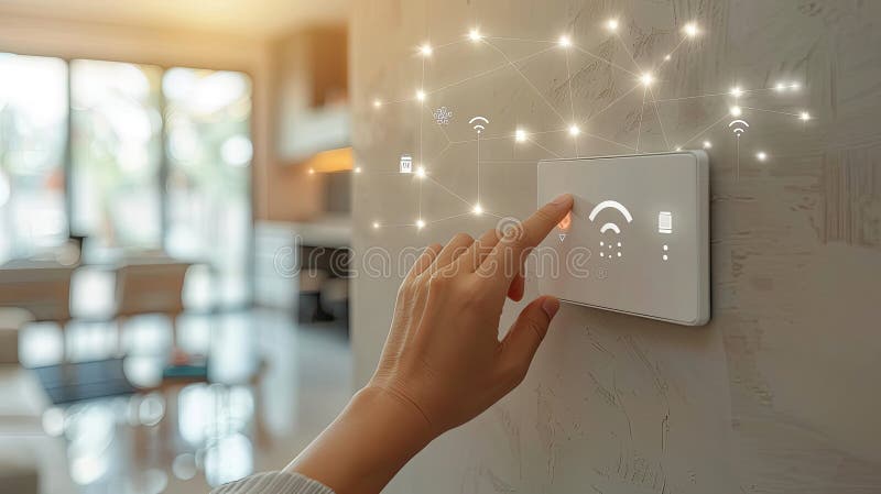 Hand Pressing the Button on the Wall with Internet of Things (IOT ...