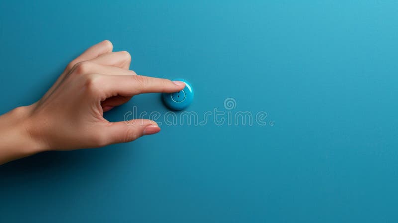 A Hand Pressing a Button on the Wall of an Office, AI Stock Image ...
