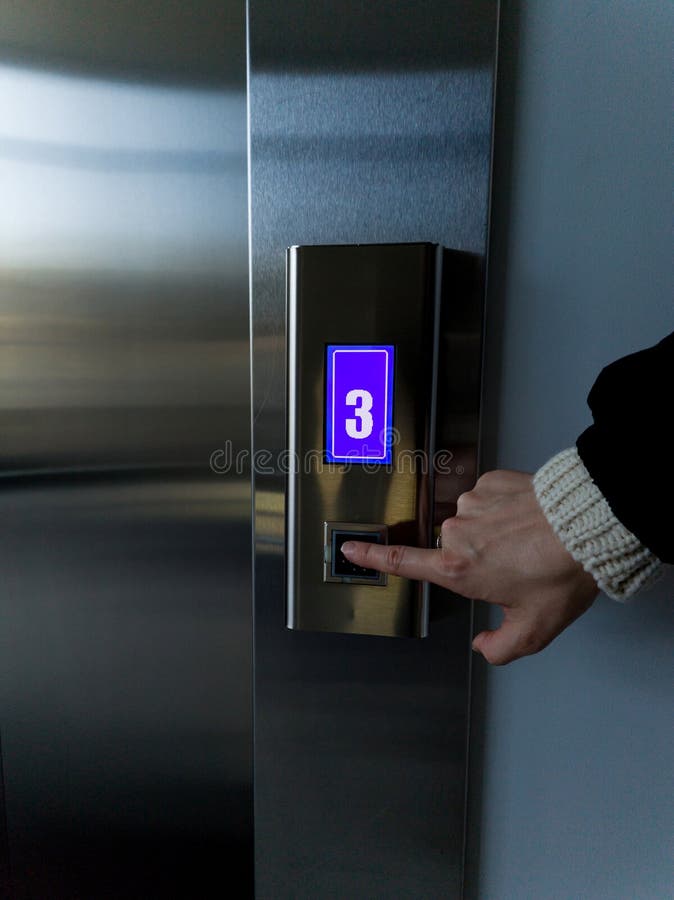 Hand Pressing Call Elevator Button Stock Image - Image of growth, metal ...