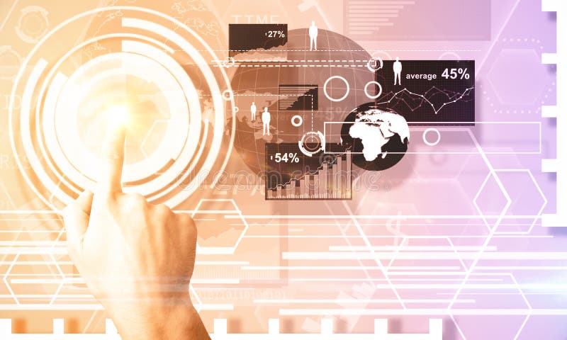 Hand Pressing Digital Button Stock Illustration - Illustration of ...