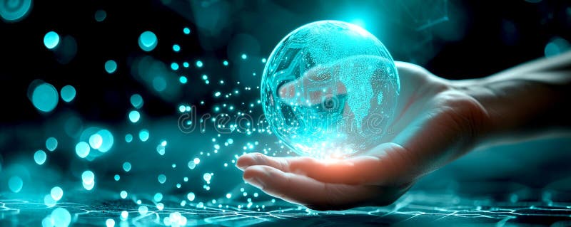 A Hand is Pressing Down on a Glowing Object, with Spherical Sculptures ...