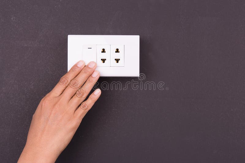 Hand Pressing Electric Light Switch Stock Image - Image of control ...