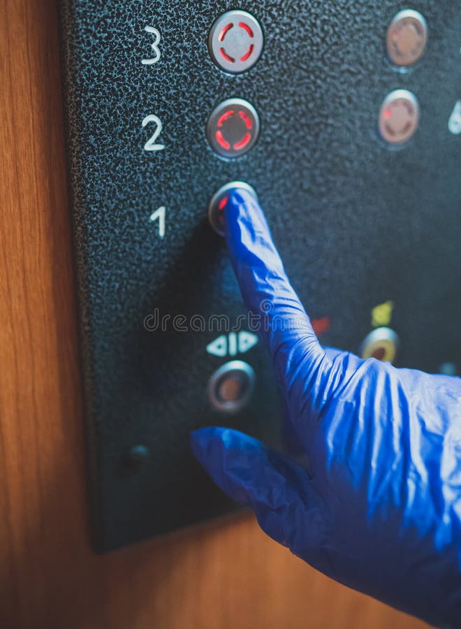 Hand Pressing the Elevator Button Stock Photo - Image of epidemic ...