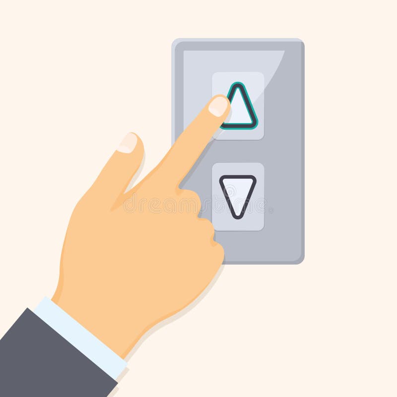 Hand Pressing the Elevator Lift Up Button Concept of Success and Growth ...