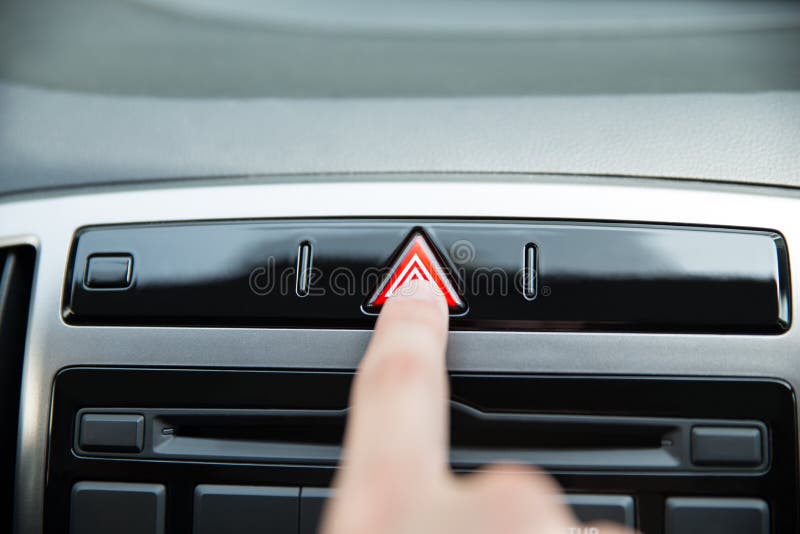Hand Pressing Emergency Stop Button in Car Stock Image - Image of hand ...