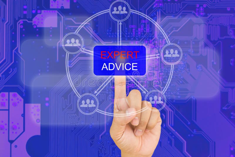 Hand Pressing Copy Right Button on Interface with Blue PCB Bord Stock ...