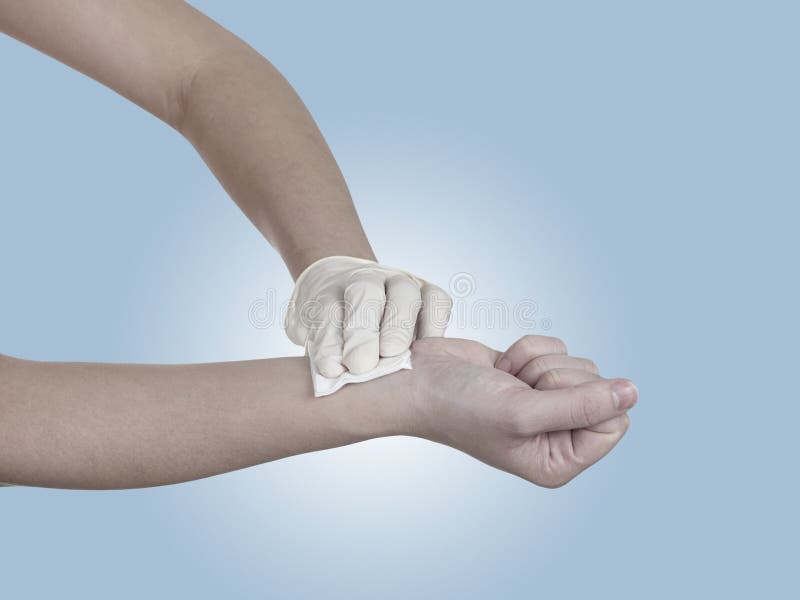Hand Pressing Gauze on Arm. Stock Photo - Image of isolated, wound ...
