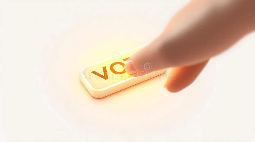 Hand Pressing a Glowing VOTE Button, Symbolizing Choice, Elections, and ...