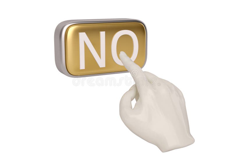 Hand Pressing Golden No Button,3D Illustration. Stock Illustration ...