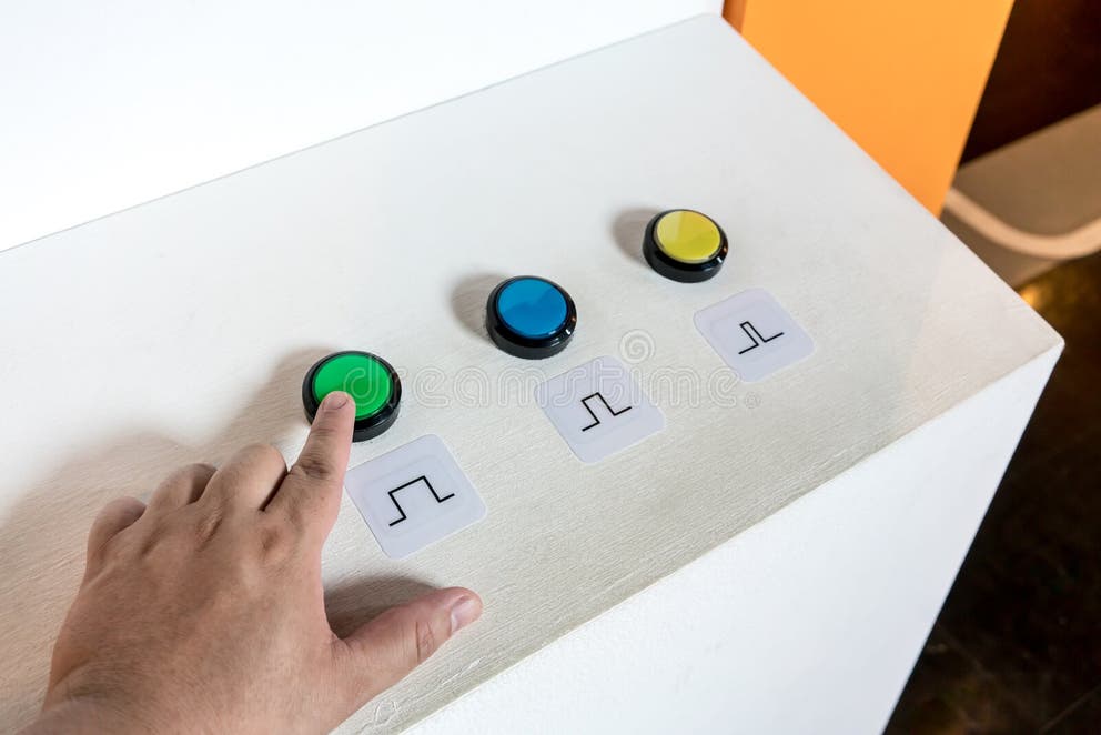 Hand Pressing Green Button Controller Stock Image - Image of concept ...