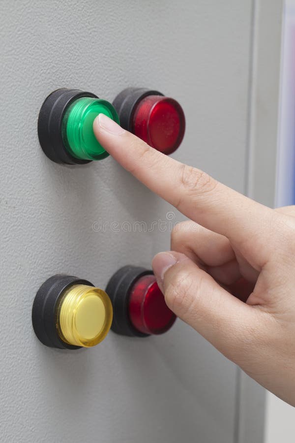 Hand Pressing a Green Button Stock Image - Image of nail, finger: 40626841