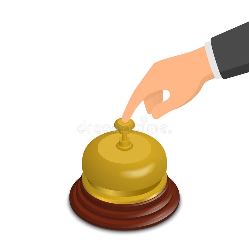 Hand Pressing Hotel Reception Bell Stock Vector - Illustration of ...