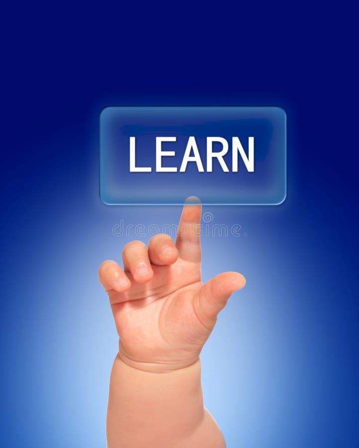 Learn button. stock photo. Image of intelligence, finger - 19882816
